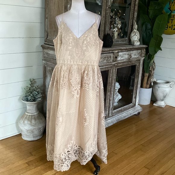 City Chic | Dresses | City Chic Tiffany Buff Dress Mesh Overlay Large ...